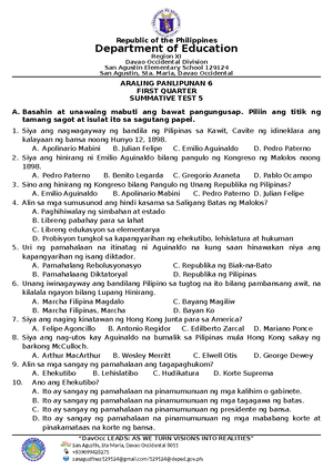 AP 6 Q1 ST 1 - Summative Test - Republic of the Philippines Department ...