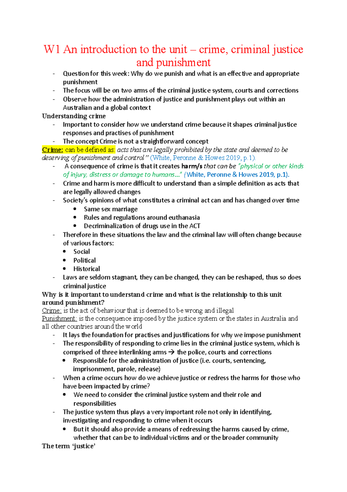 W1 An introduction to the unit – crime, criminal justice and punishment ...