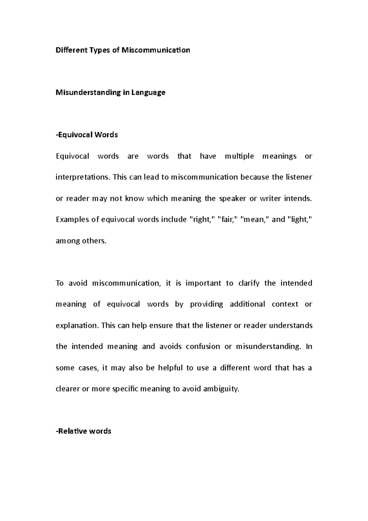 Different Types of Miscommunication - Different Types of ...