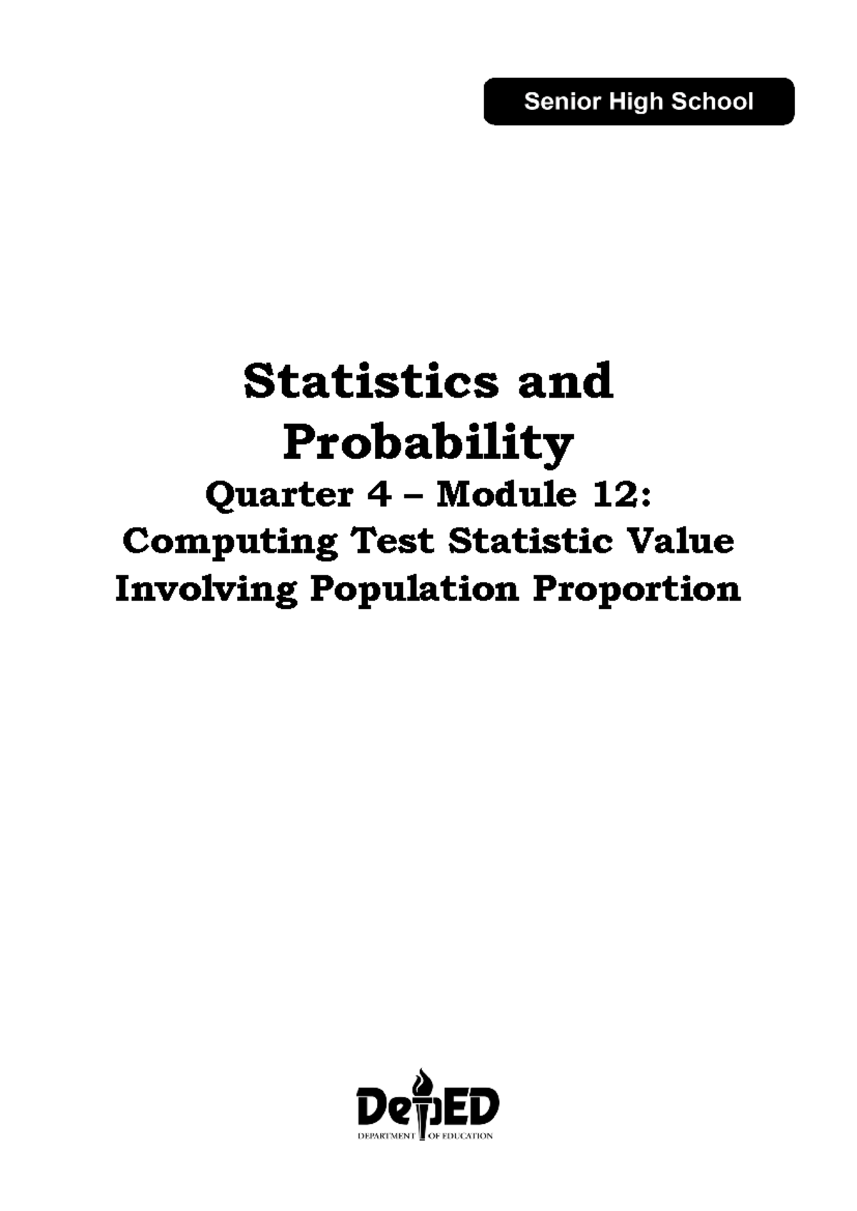 Computing Test Statistic Value Involving Population Proportion - week 5 ...