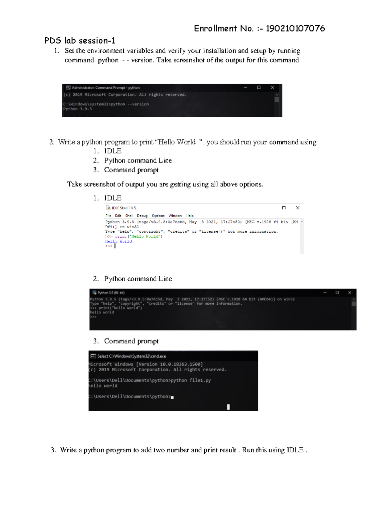 Pythonfile 3 - python - PDS lab session- Set the environment variables and verify your ...