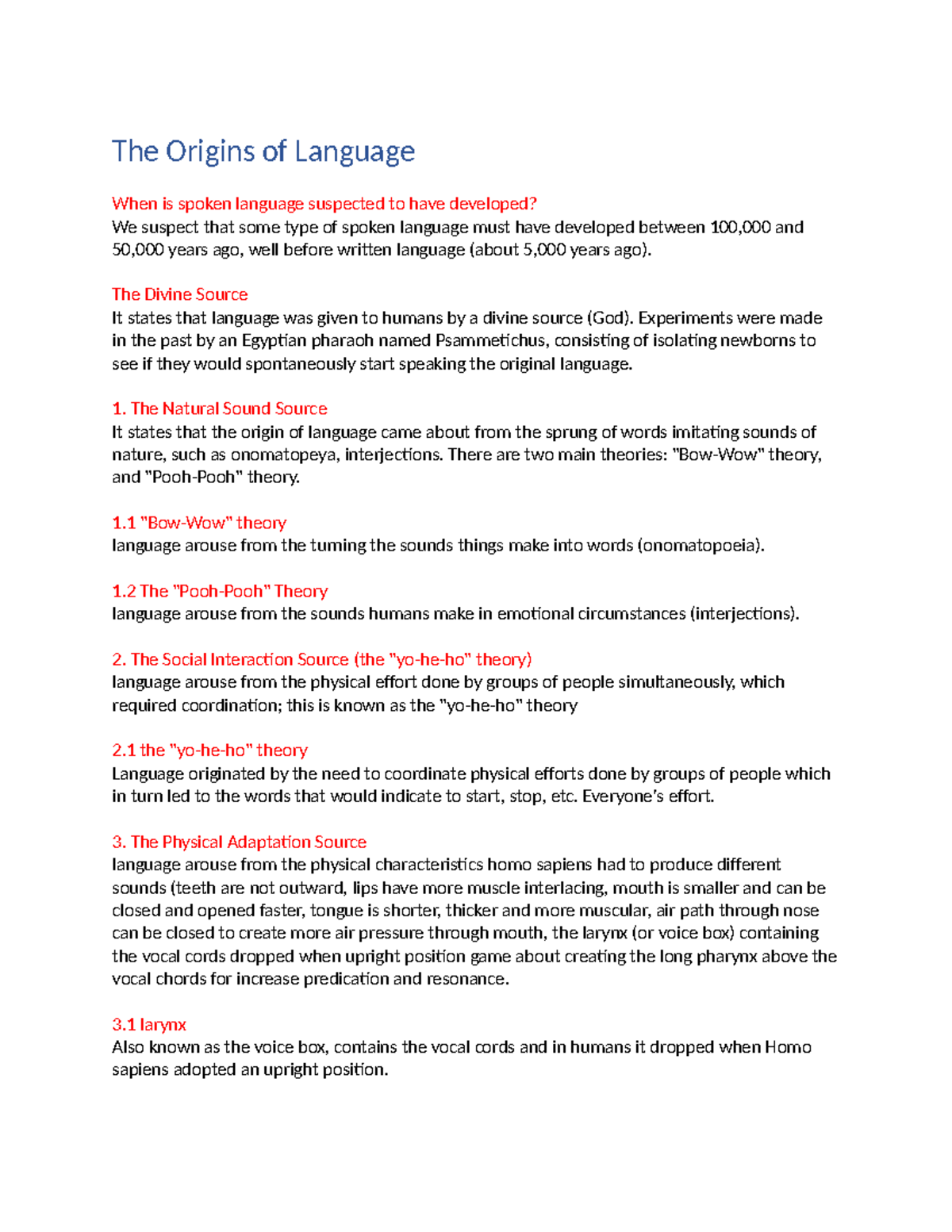 the study of language - The Origins of Language When is spoken language ...