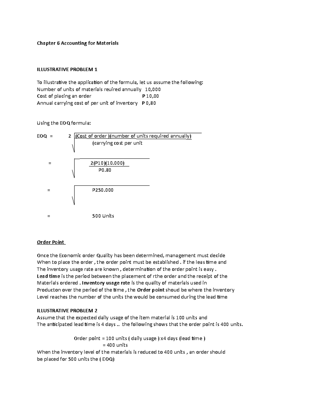 Chapter 6 Accounting for Materials - Chapter 6 Accounting for Materials ...
