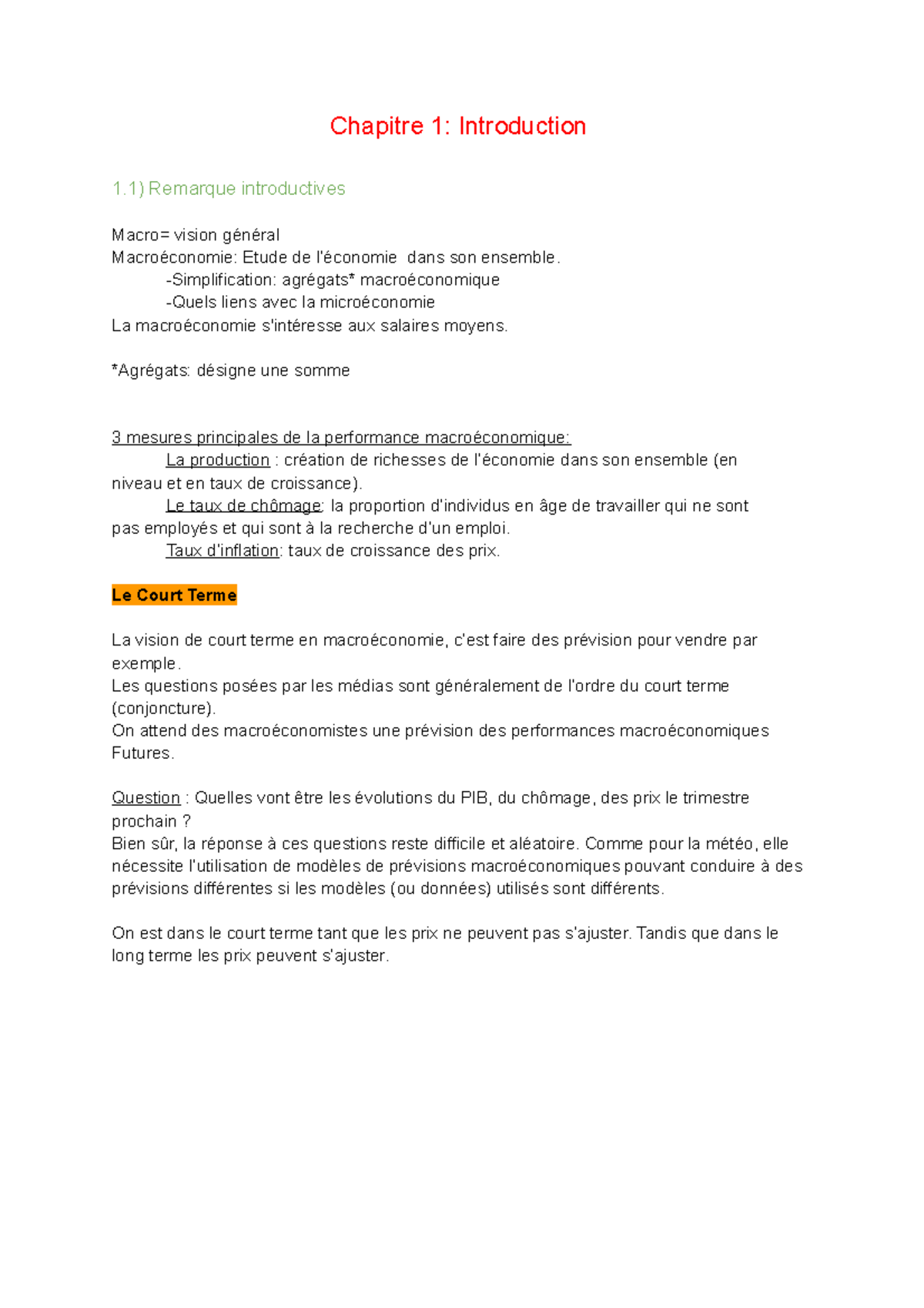 Chapitre 1 Introduction - Chapitre 1: Introduction 1) Remarque ...