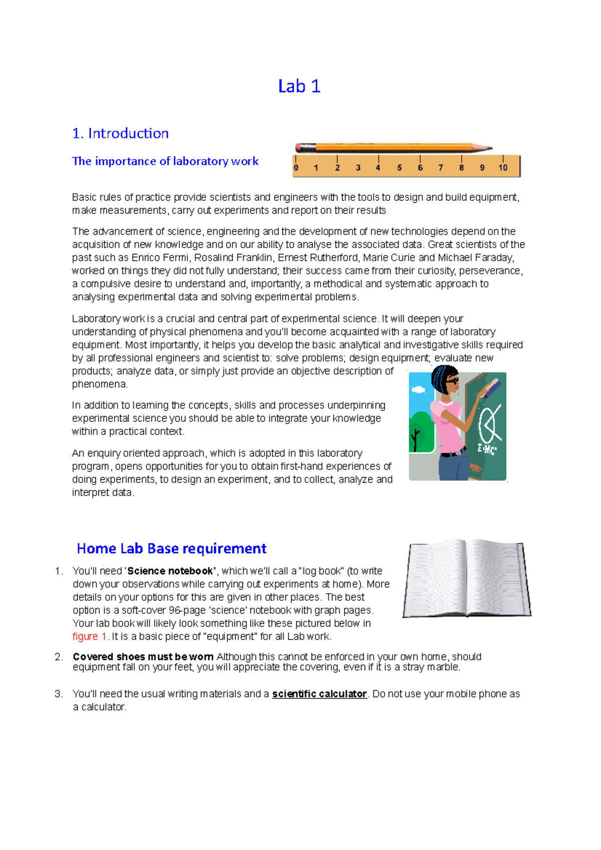 Lab 1 - lab 1 - Lab 1 1. Introduction The importance of laboratory work ...