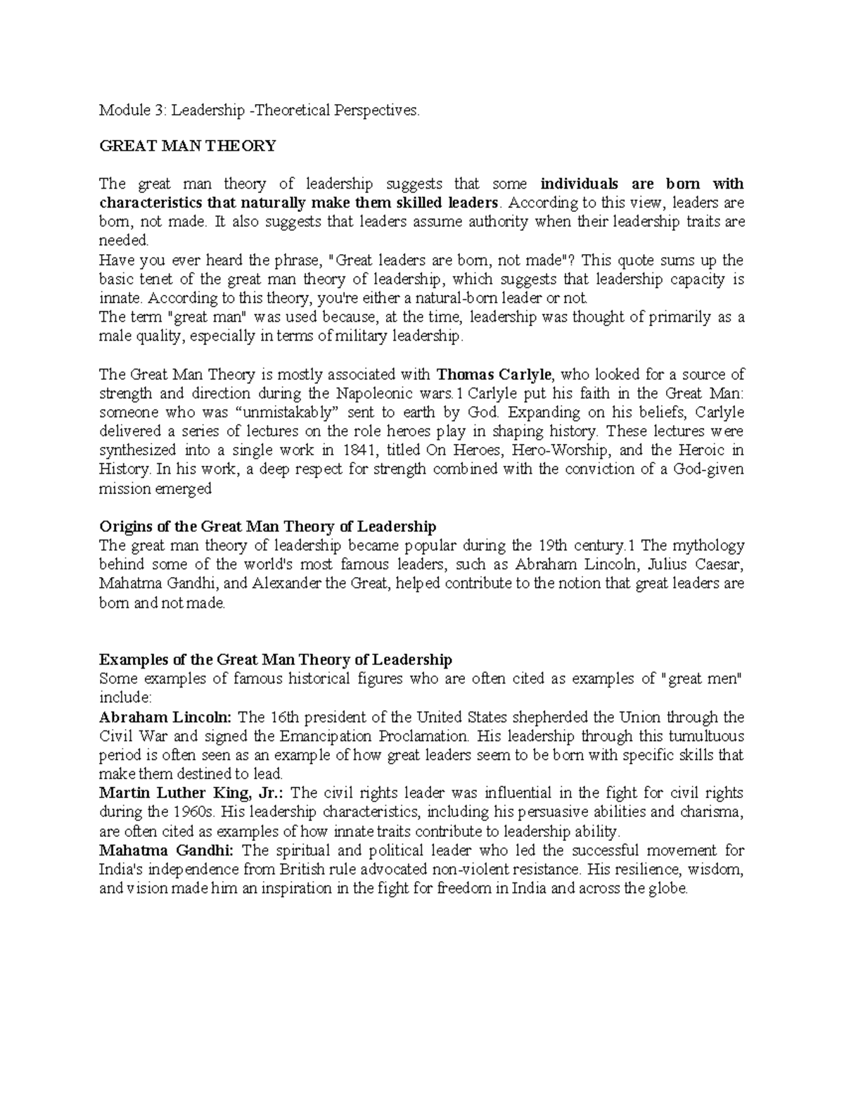 Module 3 - Nnnmk - Module 3: Leadership -Theoretical Perspectives ...