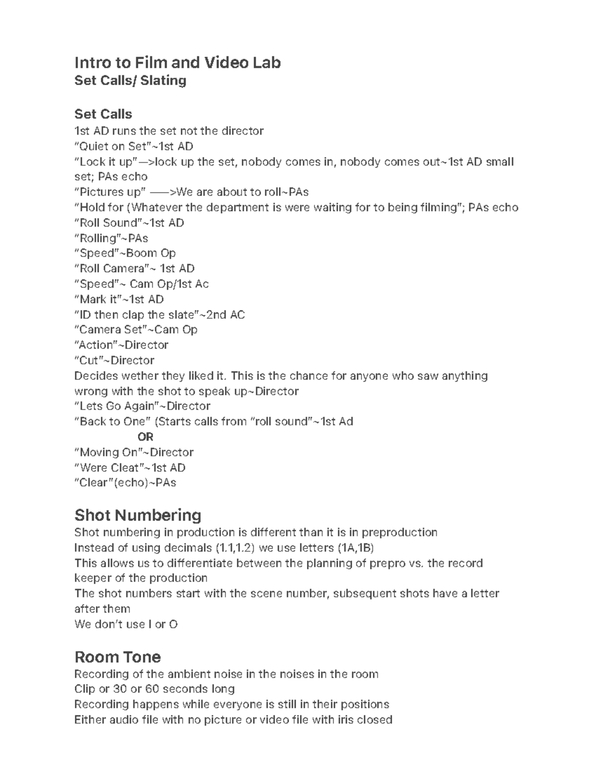 Intro to Film and Video Lab - This is the chance for anyone who saw ...