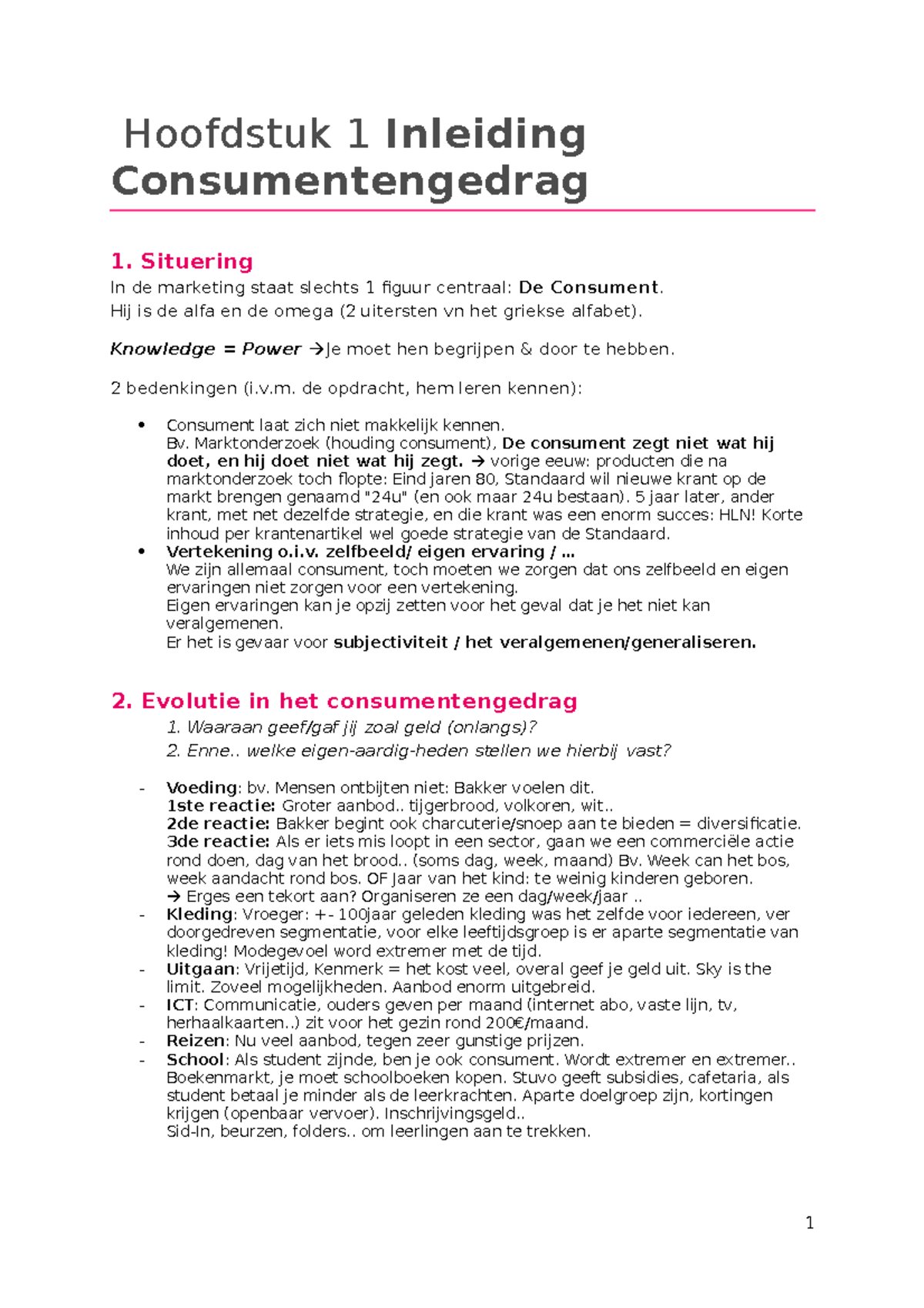Consumentengedrag - Goed - Hoofdstuk 1 Inleiding Consumentengedrag 1 ...