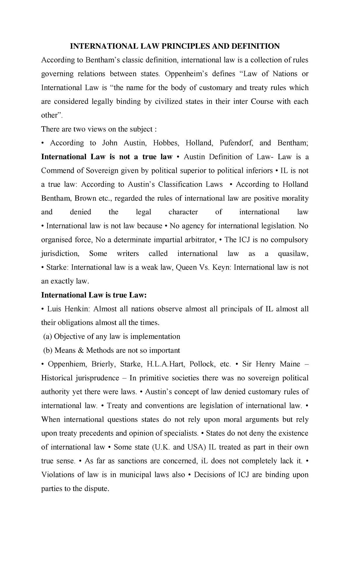 International LAW Principles AND Definition UT Notes - INTERNATIONAL ...