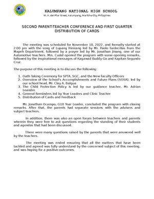 LAC Session Narrative Report - KALUMPANG NATIONAL HIGH SCHOOL M. H. del ...