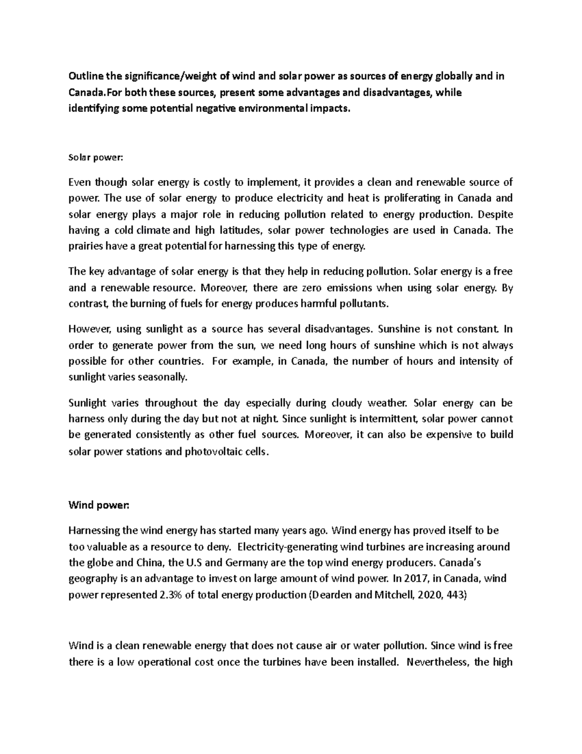 Energy 03 - Outline the significance/weight of wind and solar power as ...