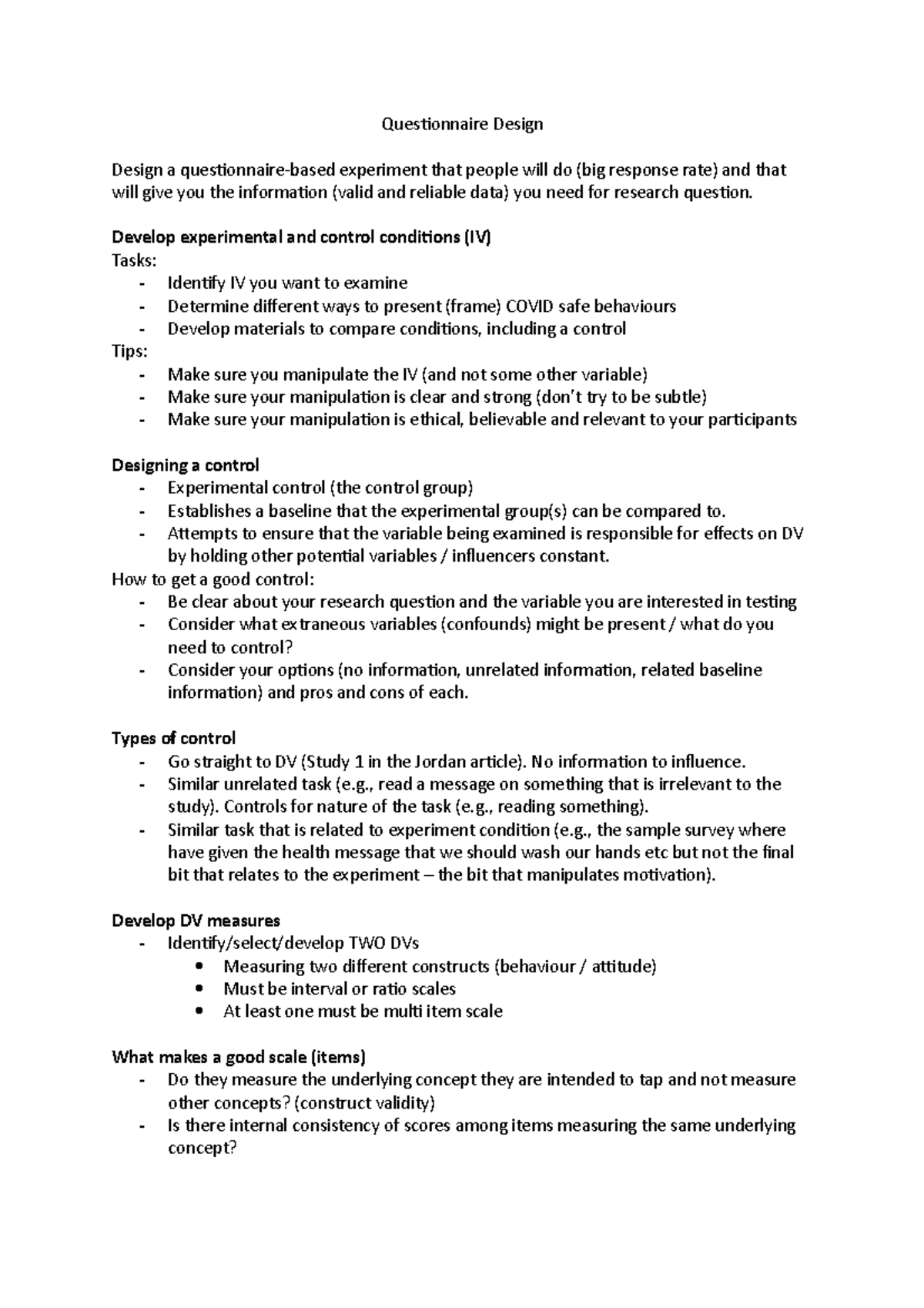 Questionnaire Design - Questionnaire Design Design a questionnaire ...