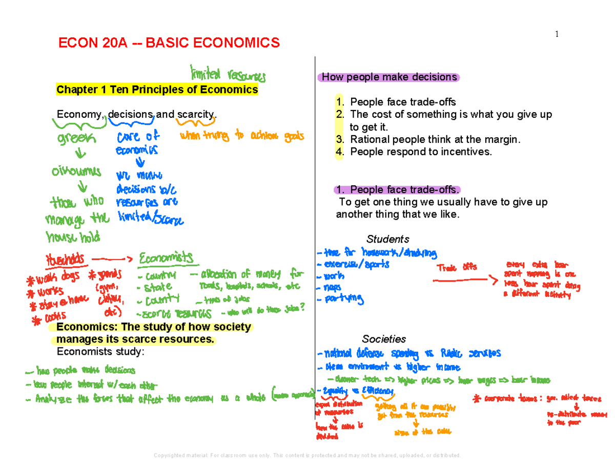 Lectures 20A Letter - Lecture notes - 1 Chapter 1 Ten Principles of ...
