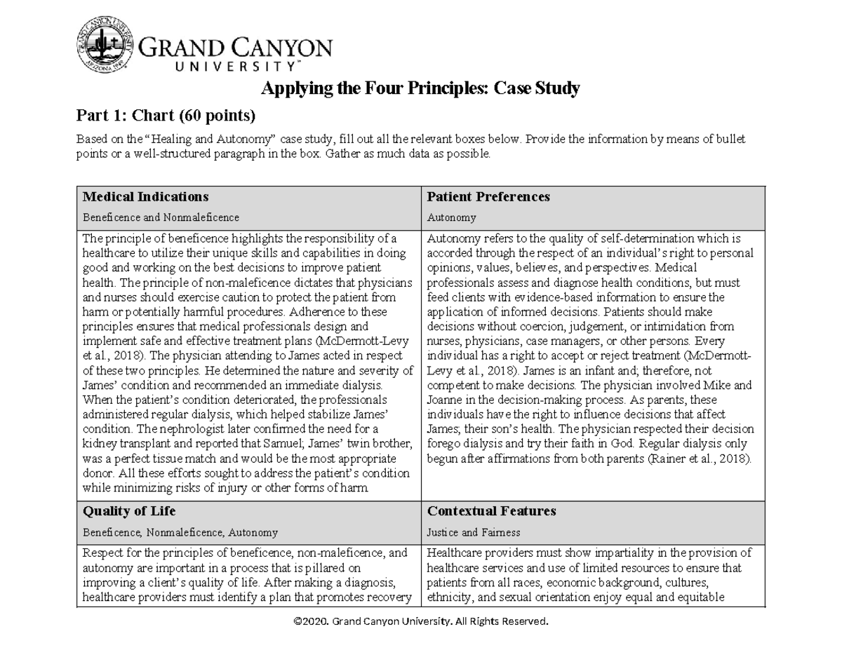 PHI 413V RS T3Applying Four Principles Case Study - Applying the Four Principles: Case Study ...