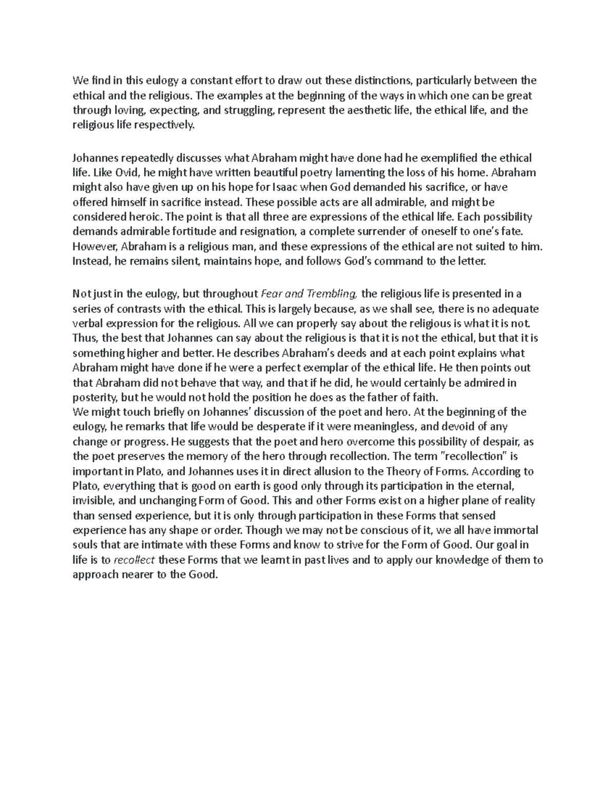 295 - Lecture Notes - We find in this eulogy a constant effort to draw ...