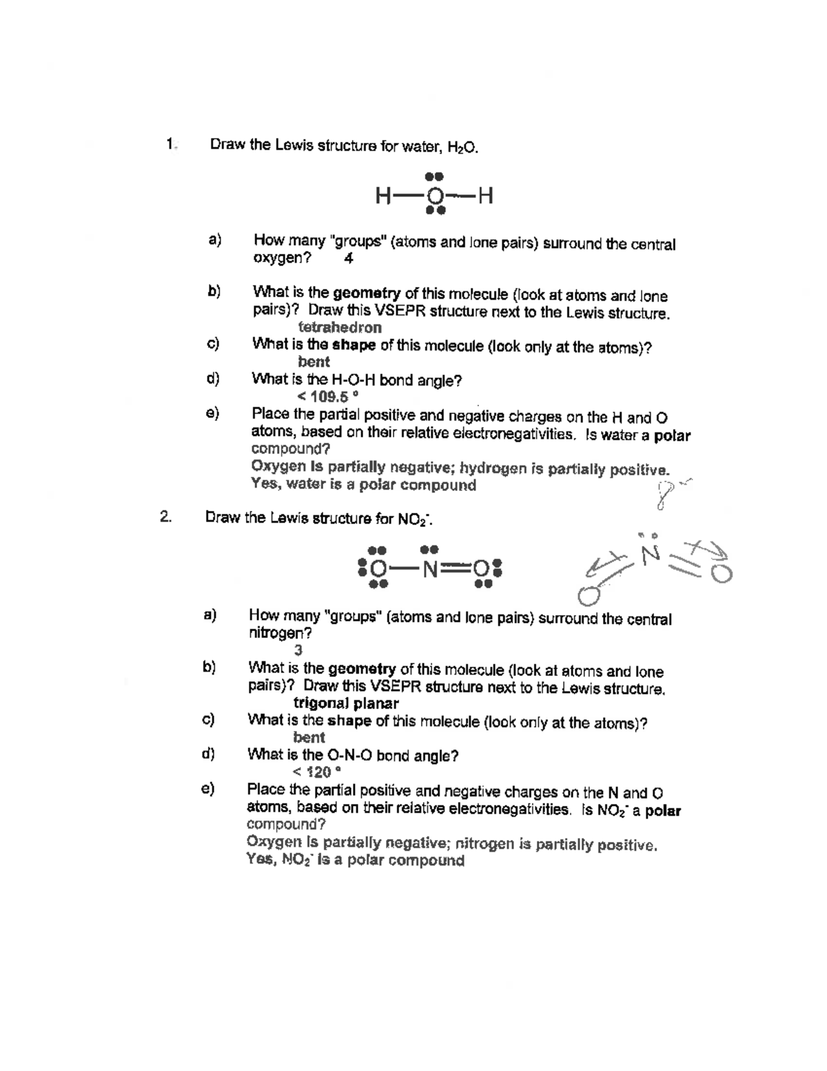 Vsepr packet key - Principles of Chemistry - Studocu