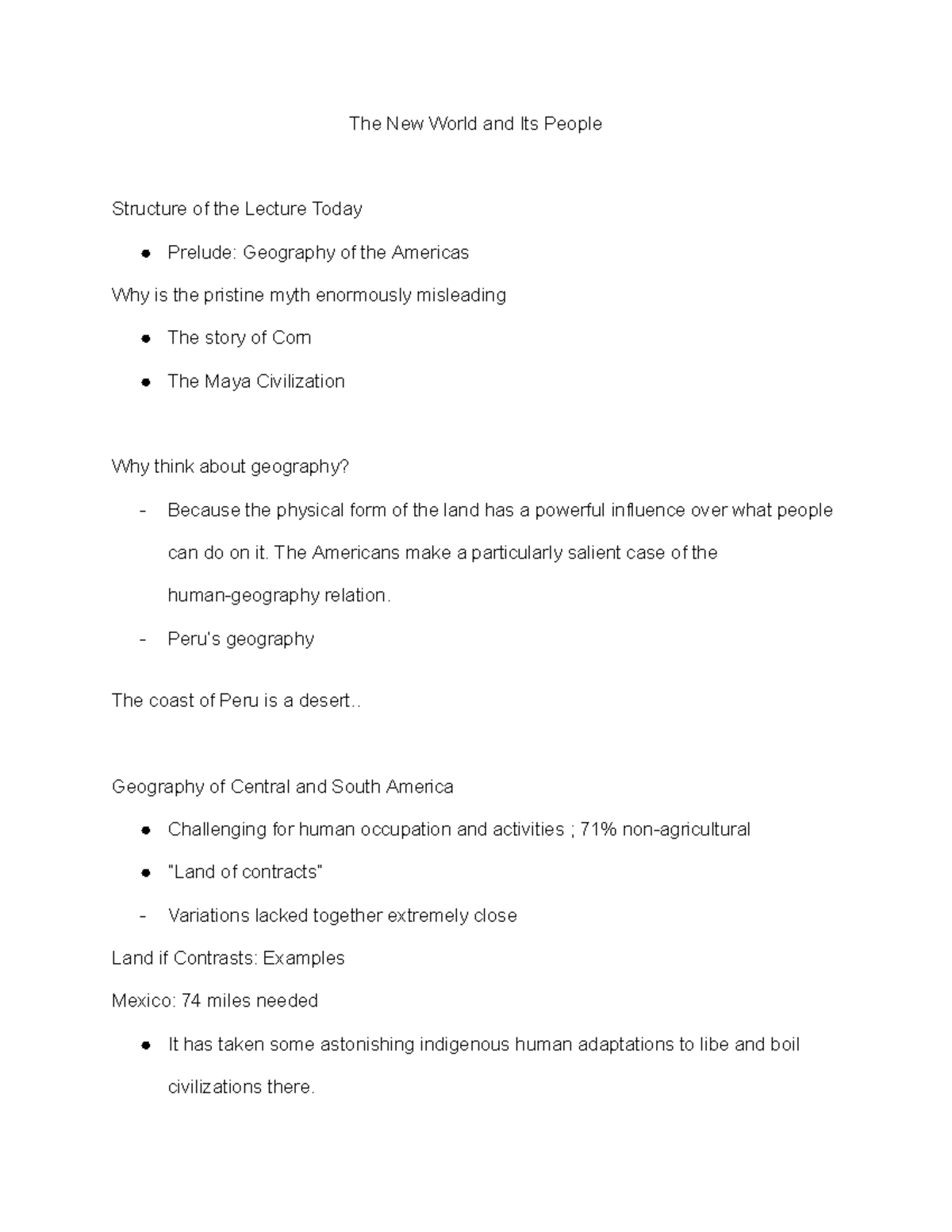 History 2b #3 - The New World and Its People Structure of the Lecture ...
