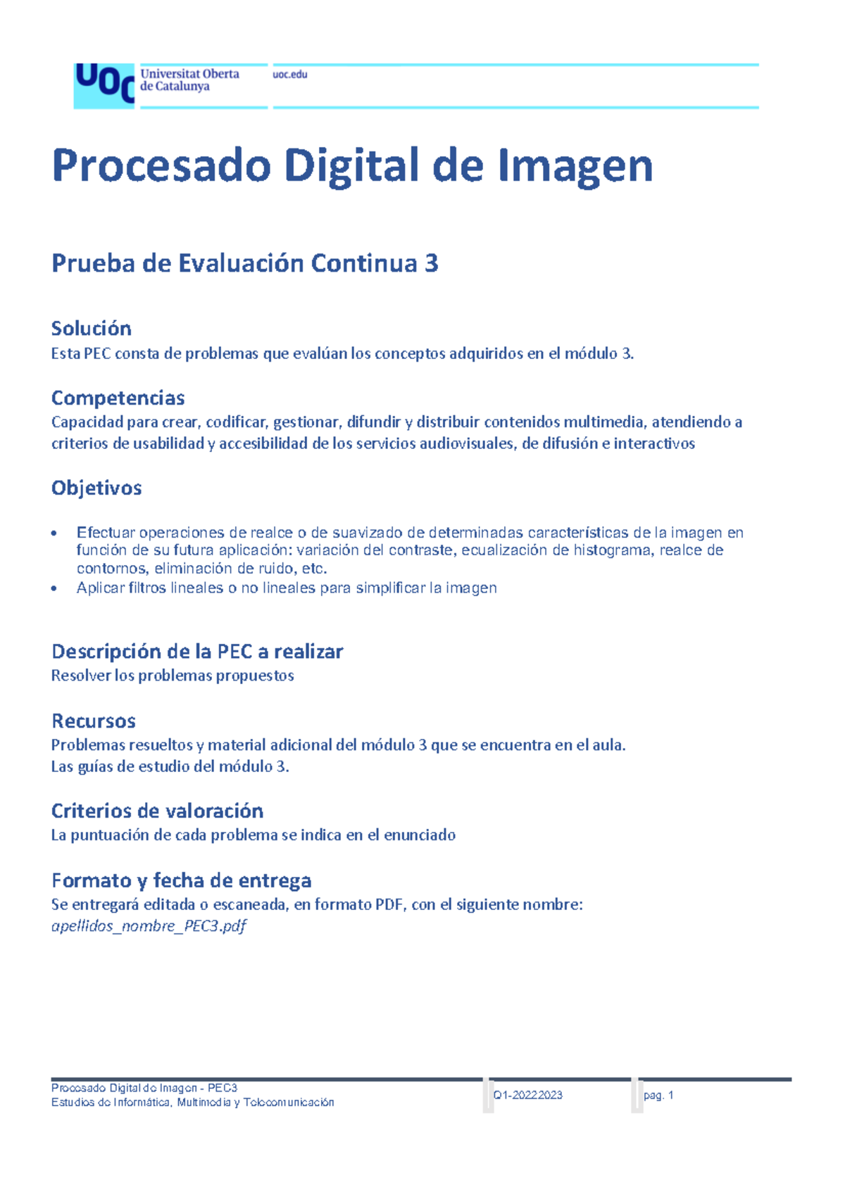 PDI PEC3 2022 2023 solucion - Procesado Digital de Imagen - PEC ...