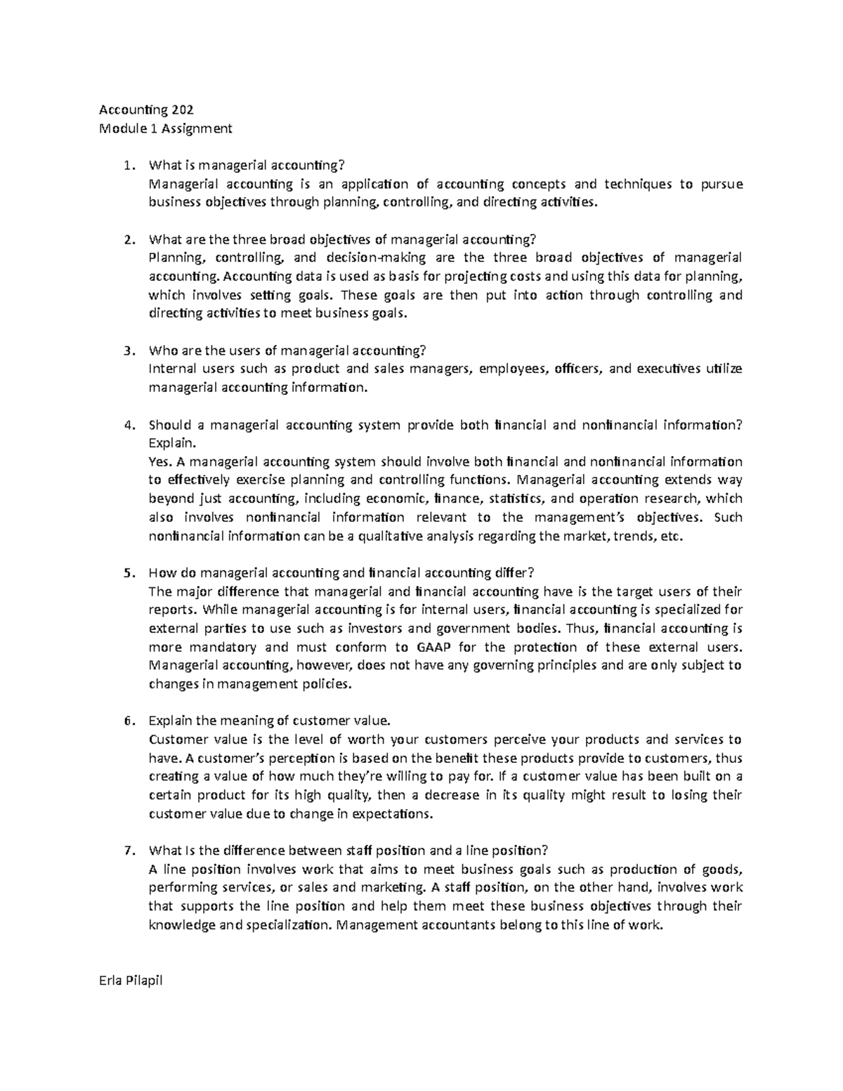 Assignment 1 - Accounting 202 Module 1 Assignment What is managerial ...