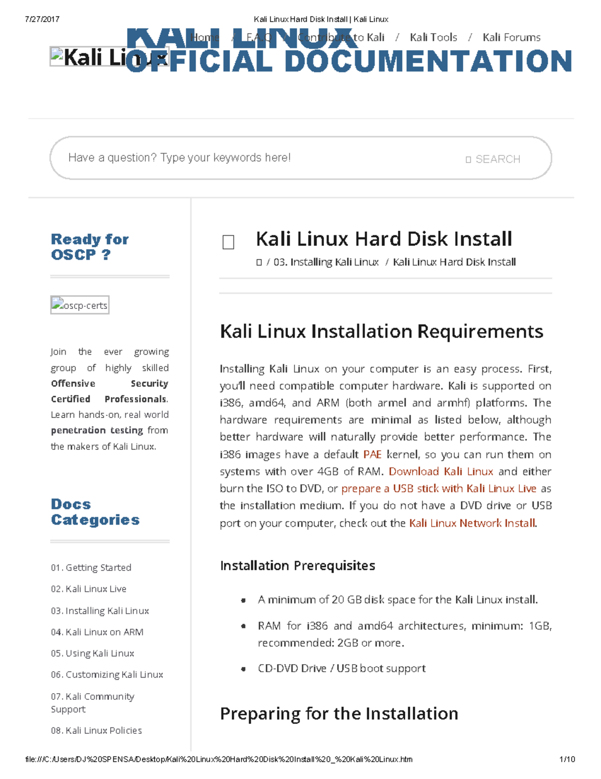 Kali Linux Hard Disk Install Kali Linux - Have a question? Type your keywords here! SEARCH Kali ...