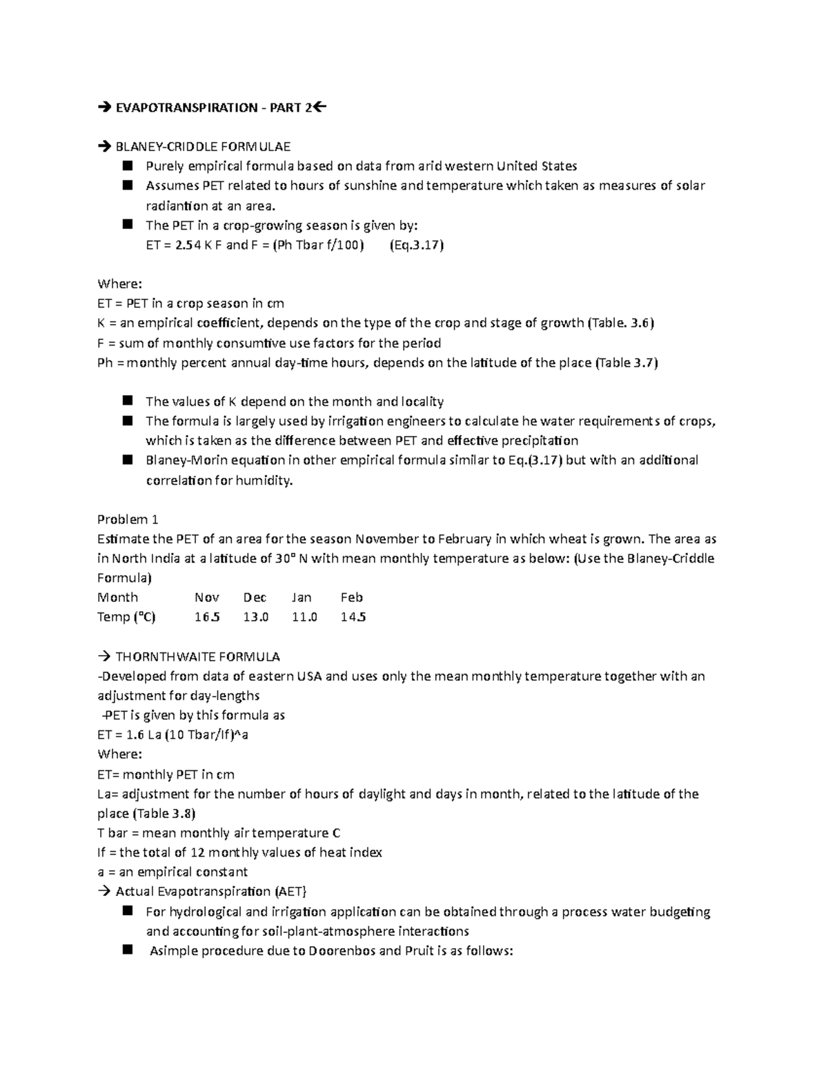 Evapotranspiration part 2 - EVAPOTRANSPIRATION - PART 2 BLANEY-CRIDDLE ...
