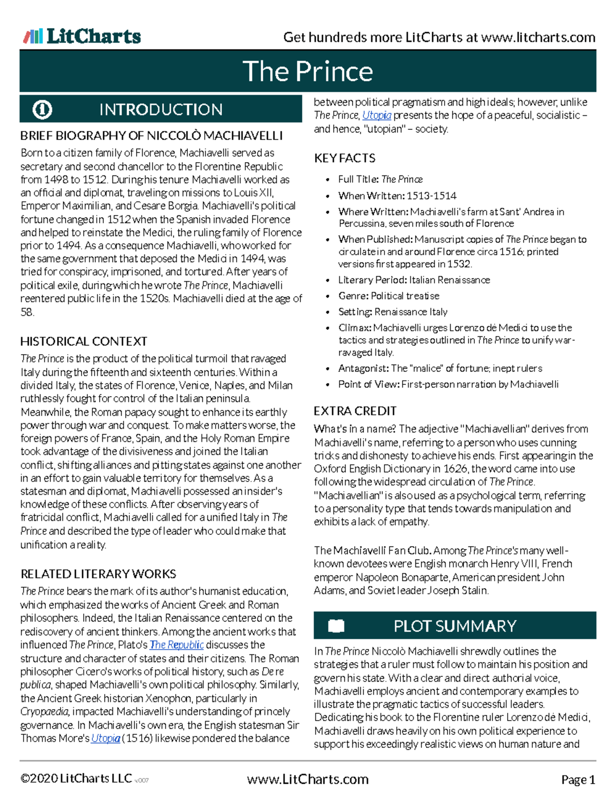 The-Prince-Lit Chart - This - The Prince BRIEF BIOGRAPHY OF NICCOLÒ ...