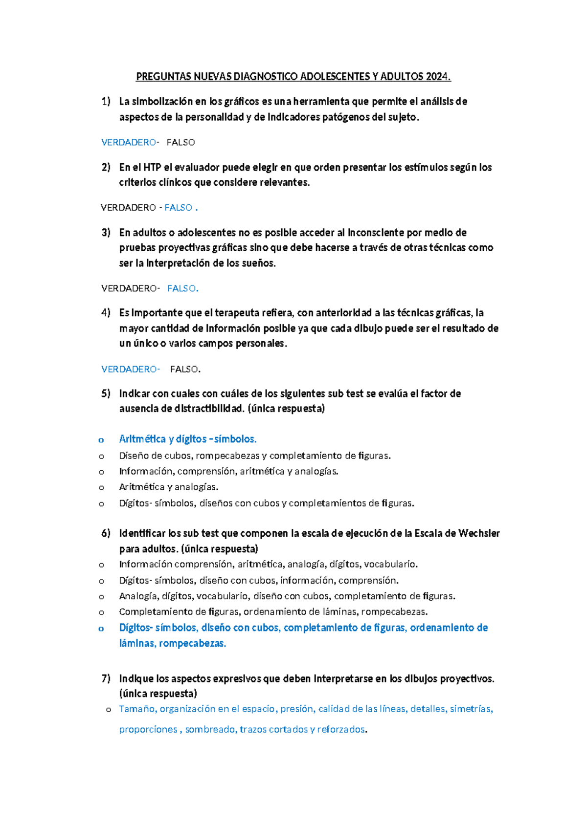 Preguntas Nuevas DIAG ADOL Y Adultos 2024, 2DO Parcial - PREGUNTAS ...