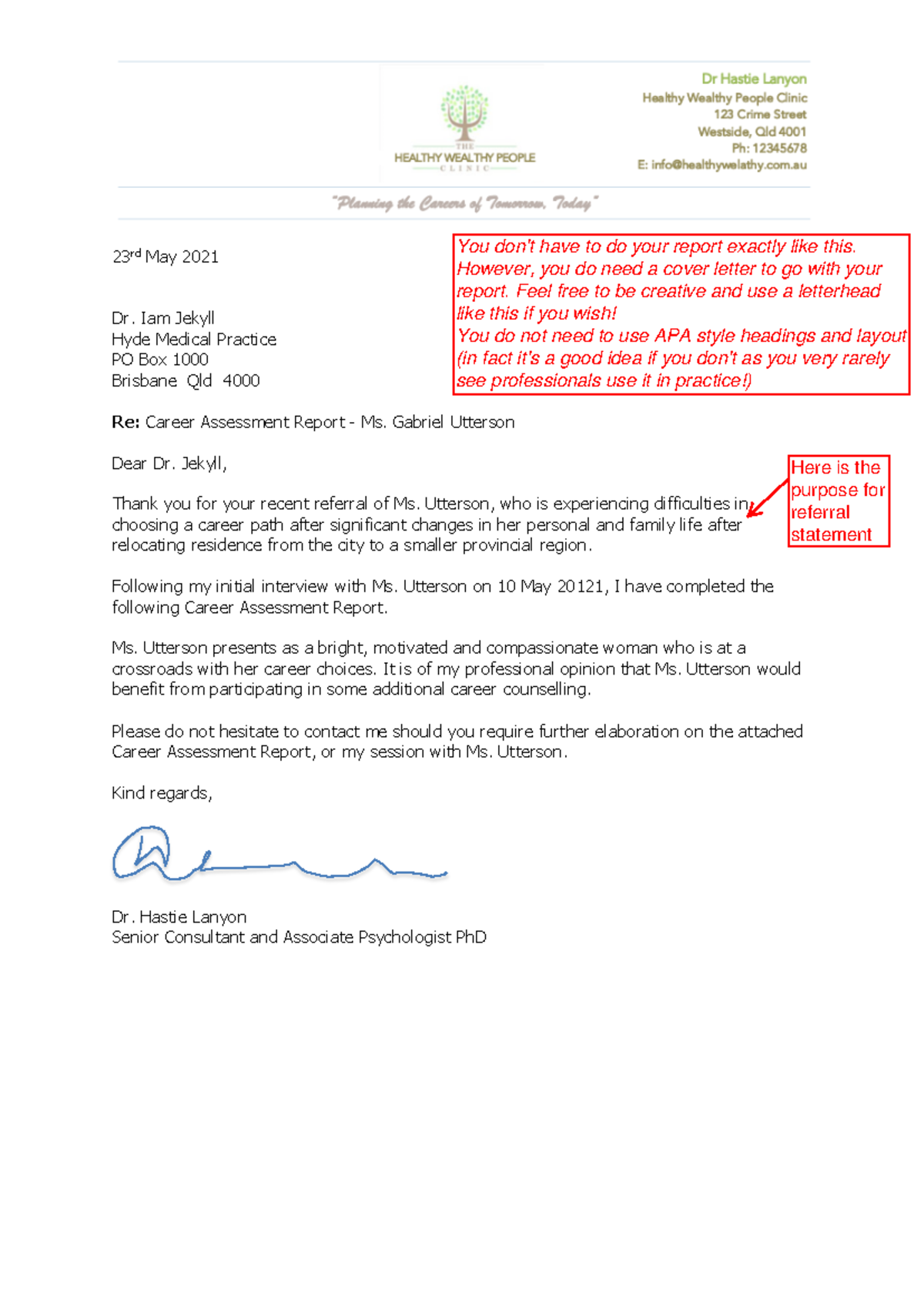 A2 Sample Client Report Guide - Structure and layout - 23 rd May 20 21 ...