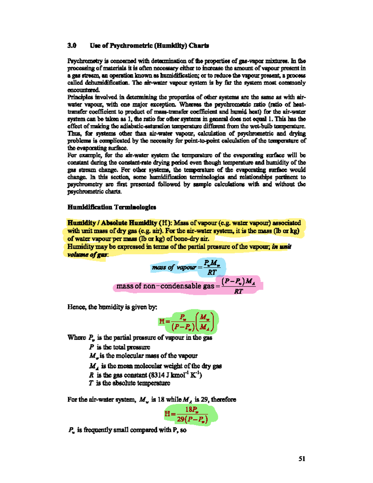 CHE 320 Psychrometry - NOTES - Transport Phenomenom - Studocu