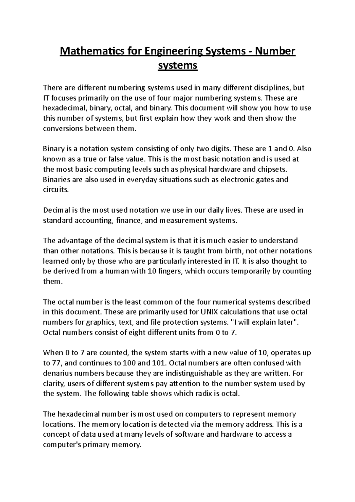 Mathematics for Engineering Systems - Number systems - Mathematics for ...