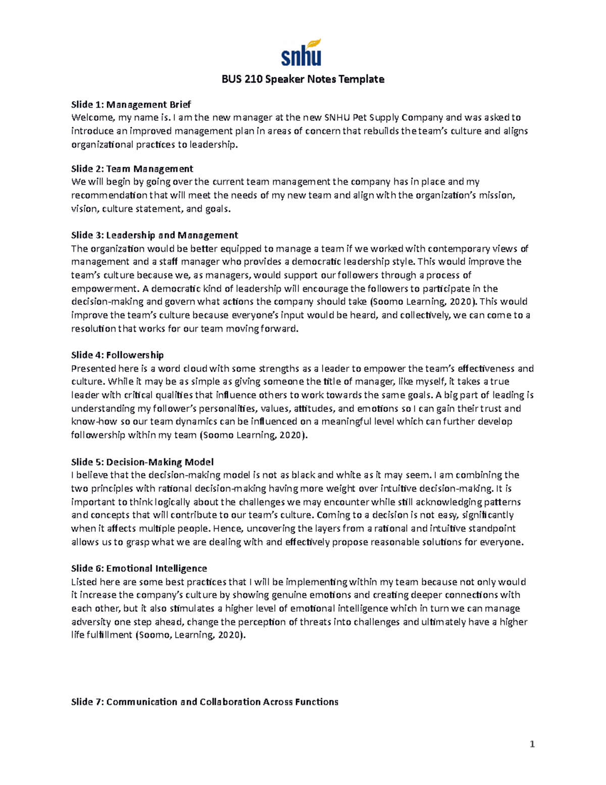 BUS 210 Speaker Notes Template - BUS 210 Speaker Notes Template Slide 1 ...