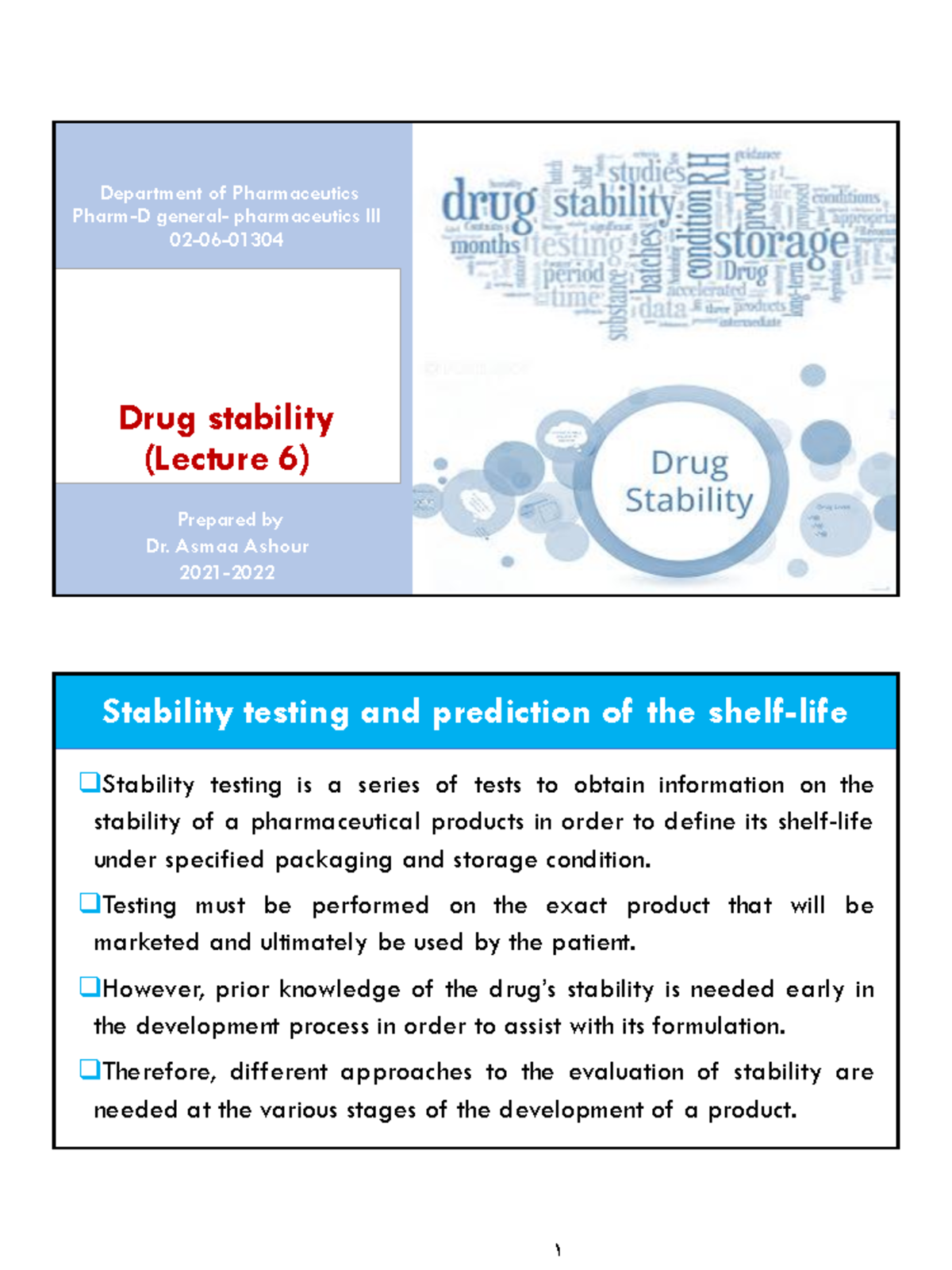 Lec 6-chemical stability - Department of Pharmaceutics Pharm-D general ...