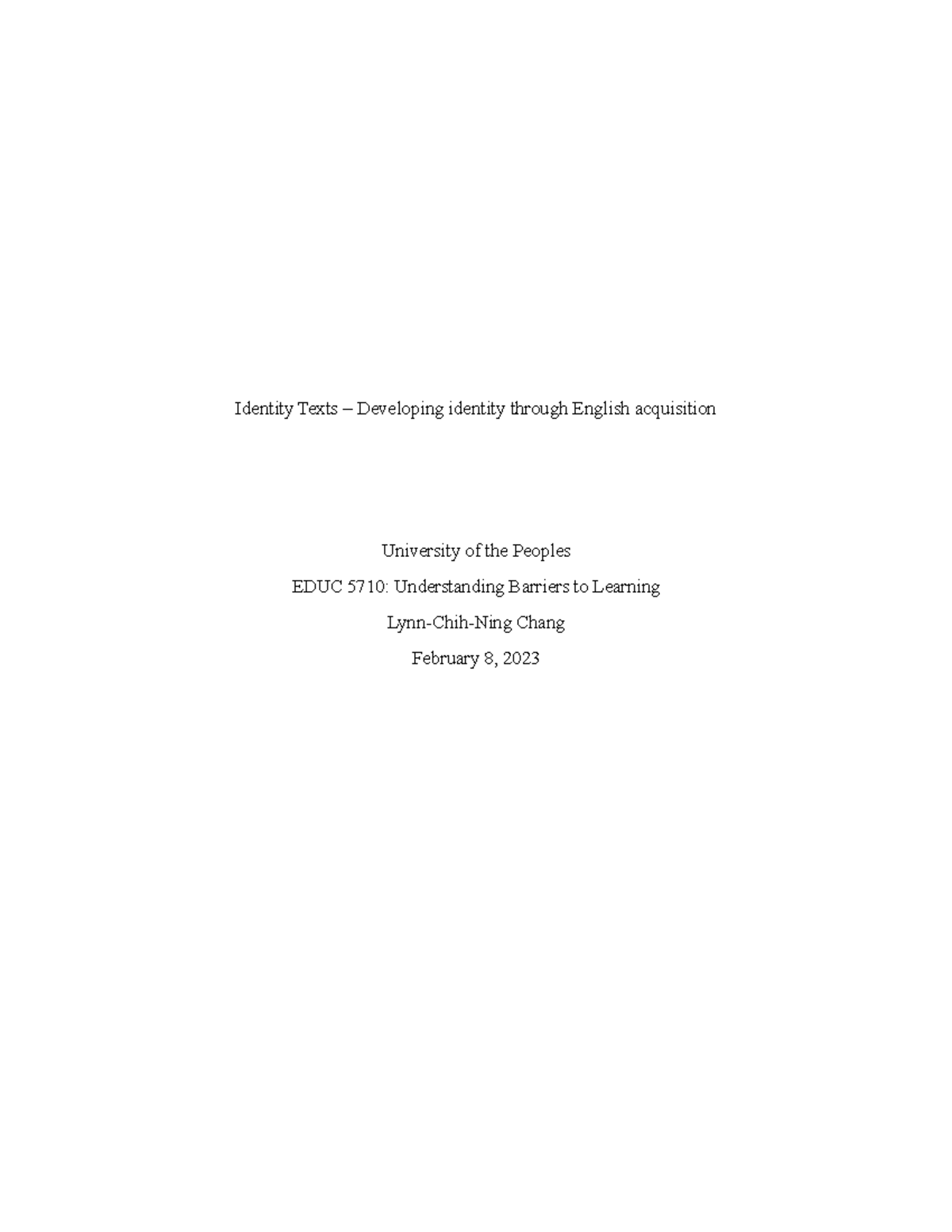 Identity Texts – Developing identity through English acquisition ...