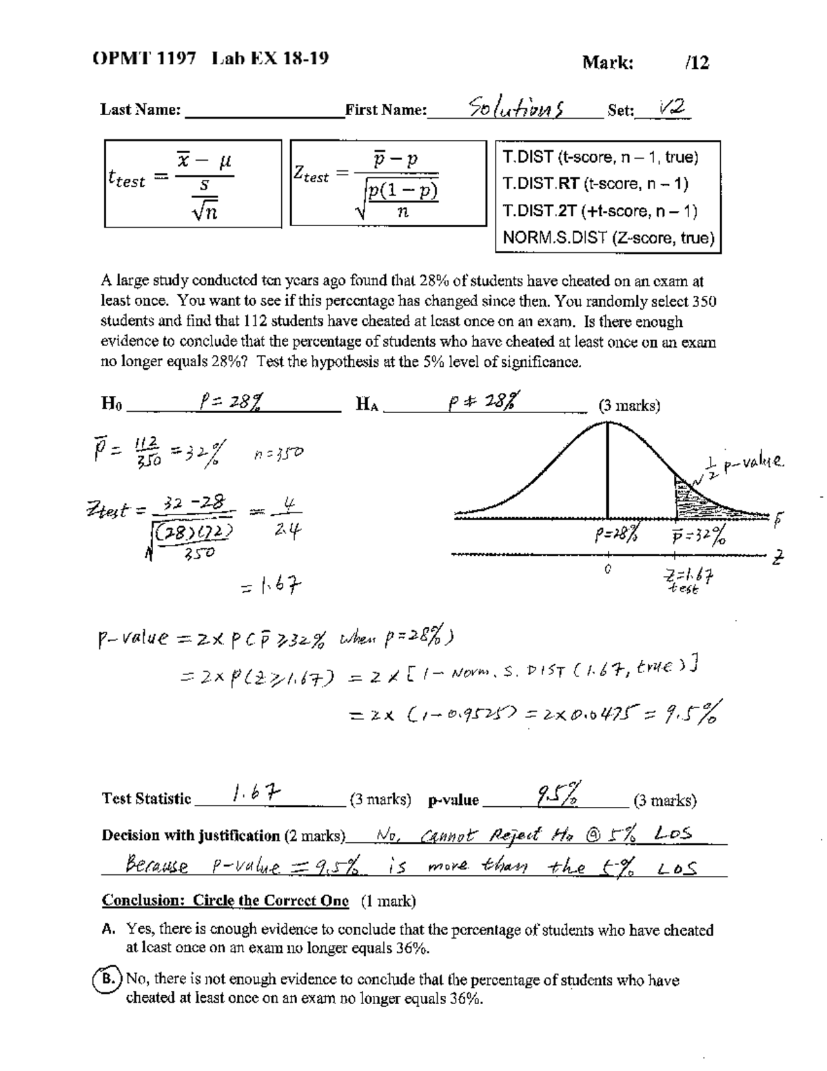 Lab Exercise 18-19 Solutions - OPMT 1197 - Studocu