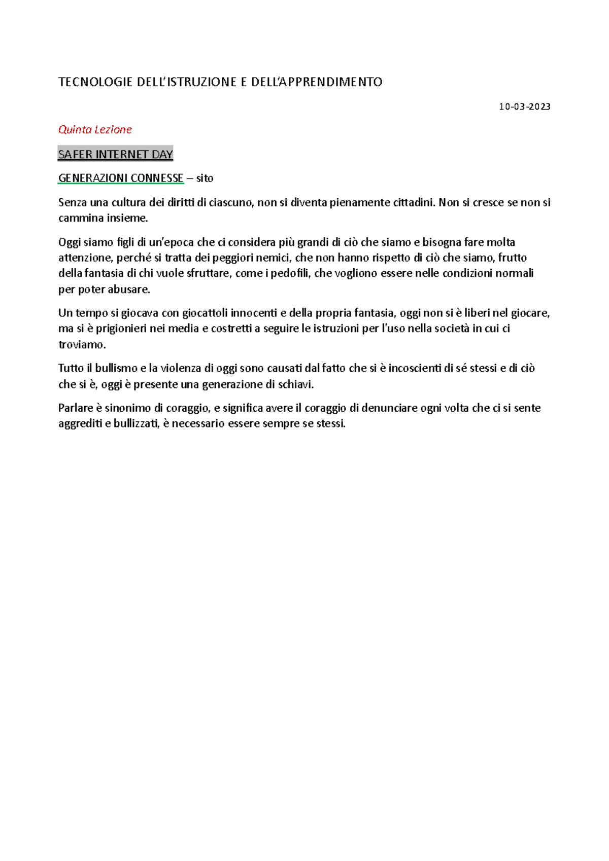 Quinta Lezione - Appunti lezioni Tecnologie dell'Istruzione e dall ...