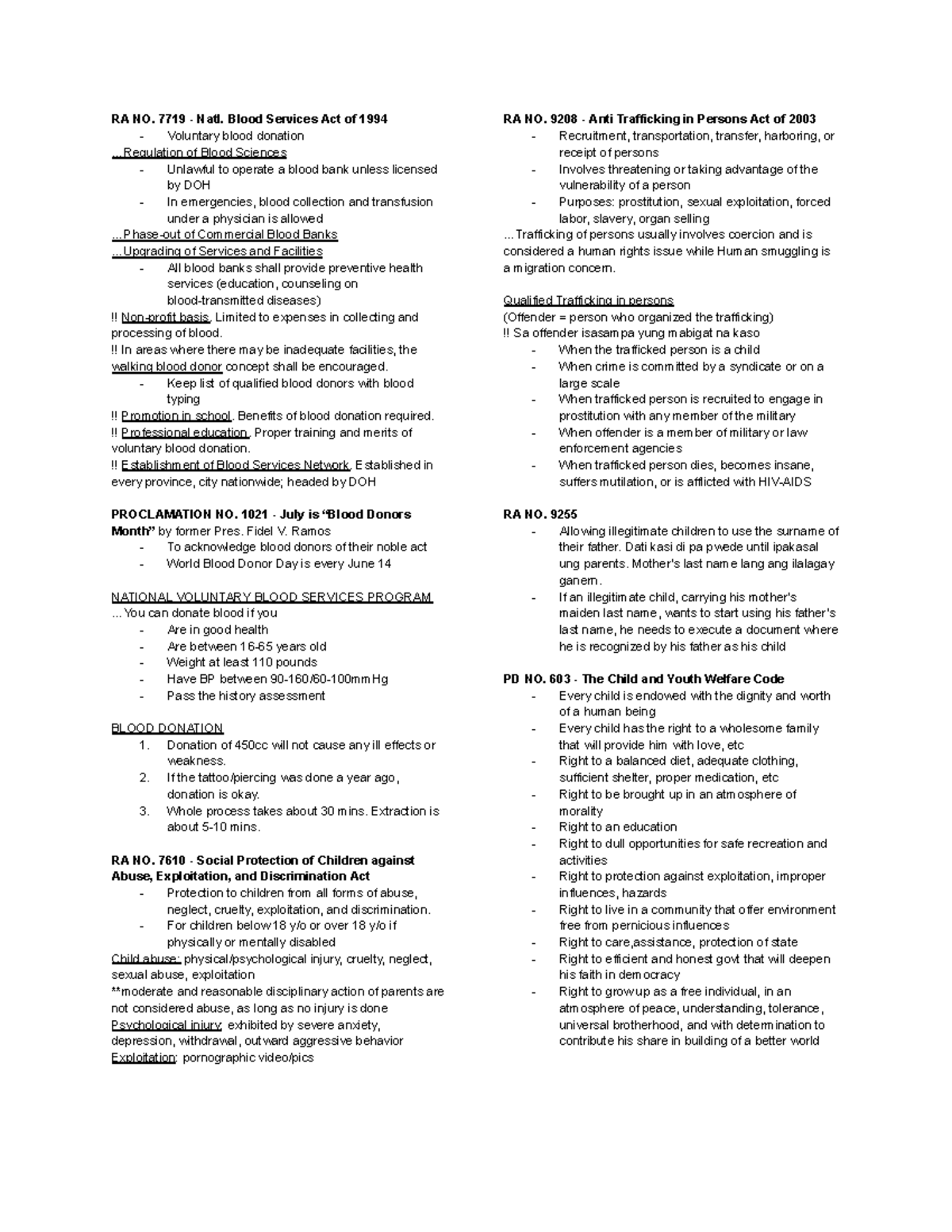 CHN Finals - RA NO. 7719 - Natl. Blood Services Act of 1994 - Voluntary ...