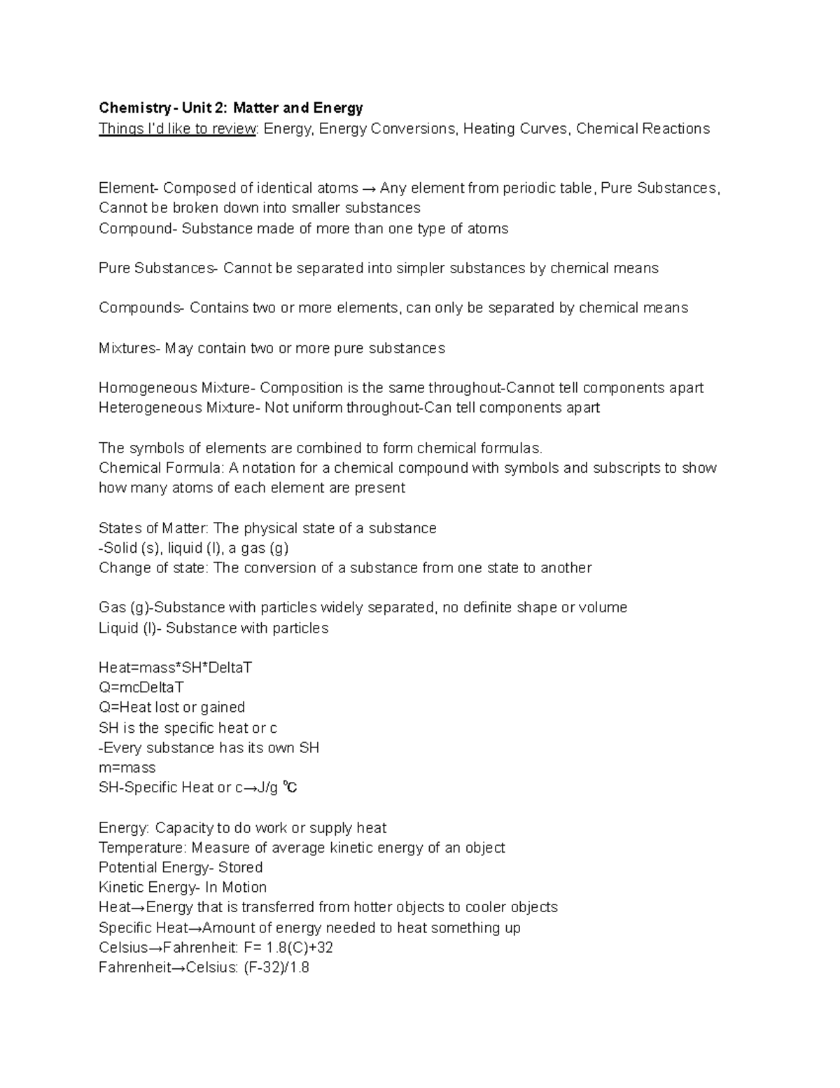 Chemistry Unit 2 - Chemical Formula: A notation for a chemical compound ...
