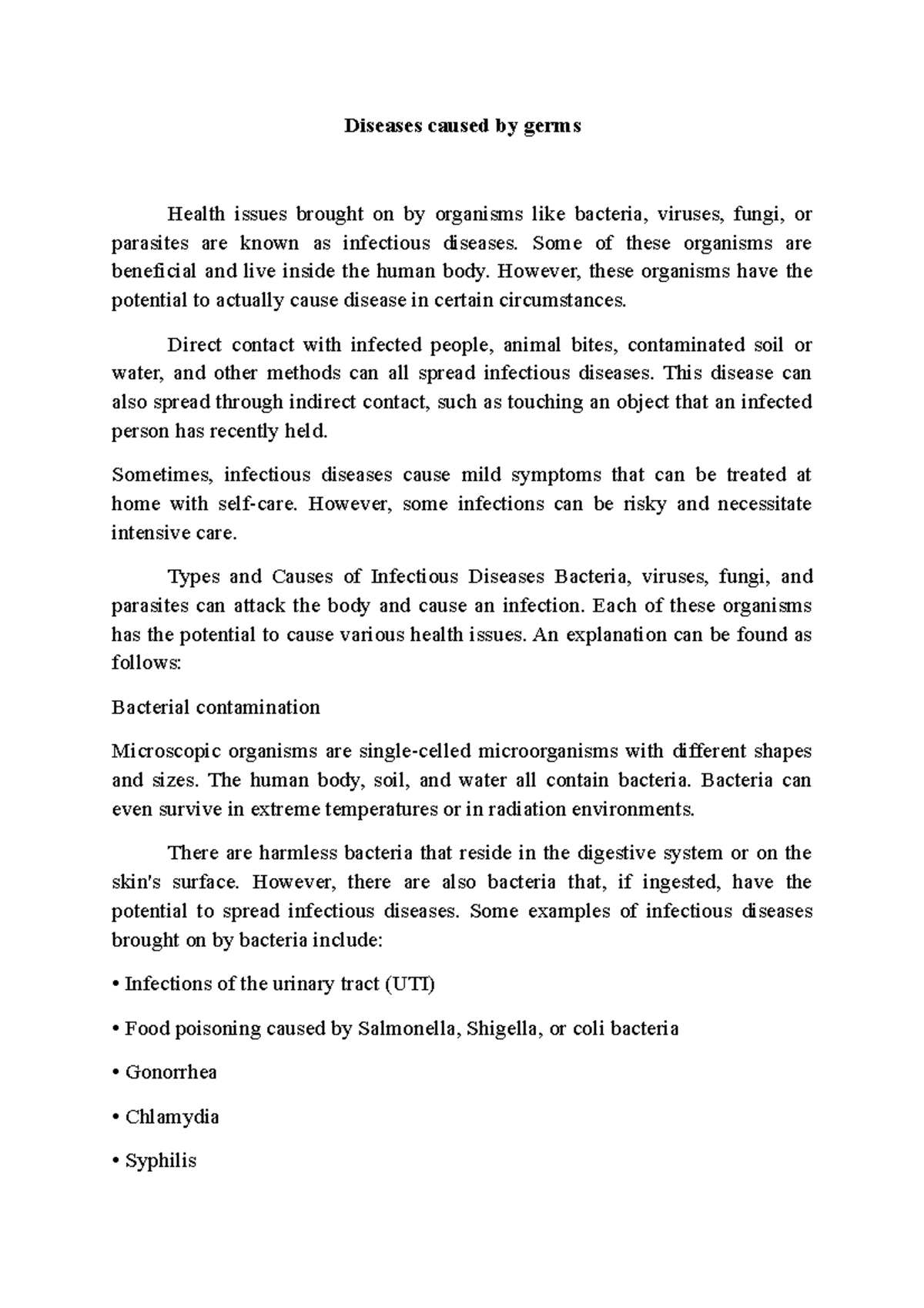 Diseases caused by germs - Diseases caused by germs Health issues ...