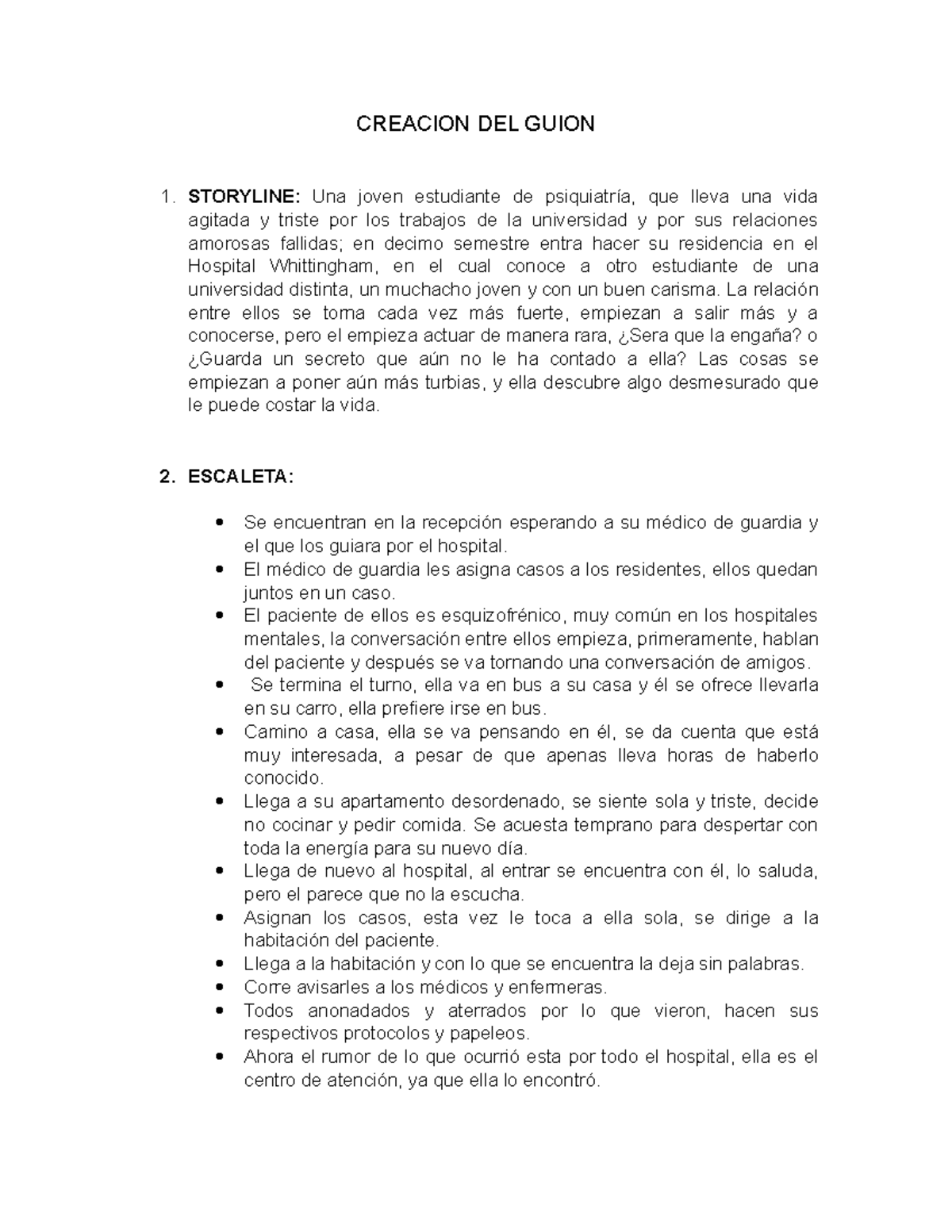Creación del guión. Mariana Castaño. Grado 11 - CREACION DEL GUION ...