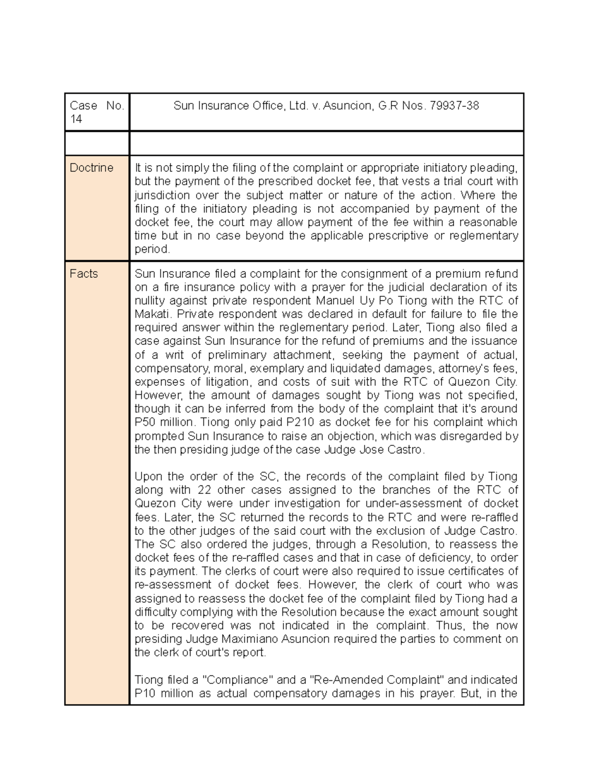 Sun Insurance Office, Ltd. v. Asuncion, G.R Nos. 79937-38 - Case No. 14 ...