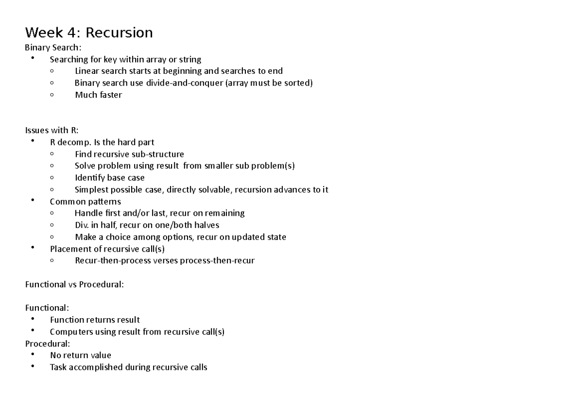 Week 4 Recursion Week 4 Recursion Binary Search Searching For Key 3903