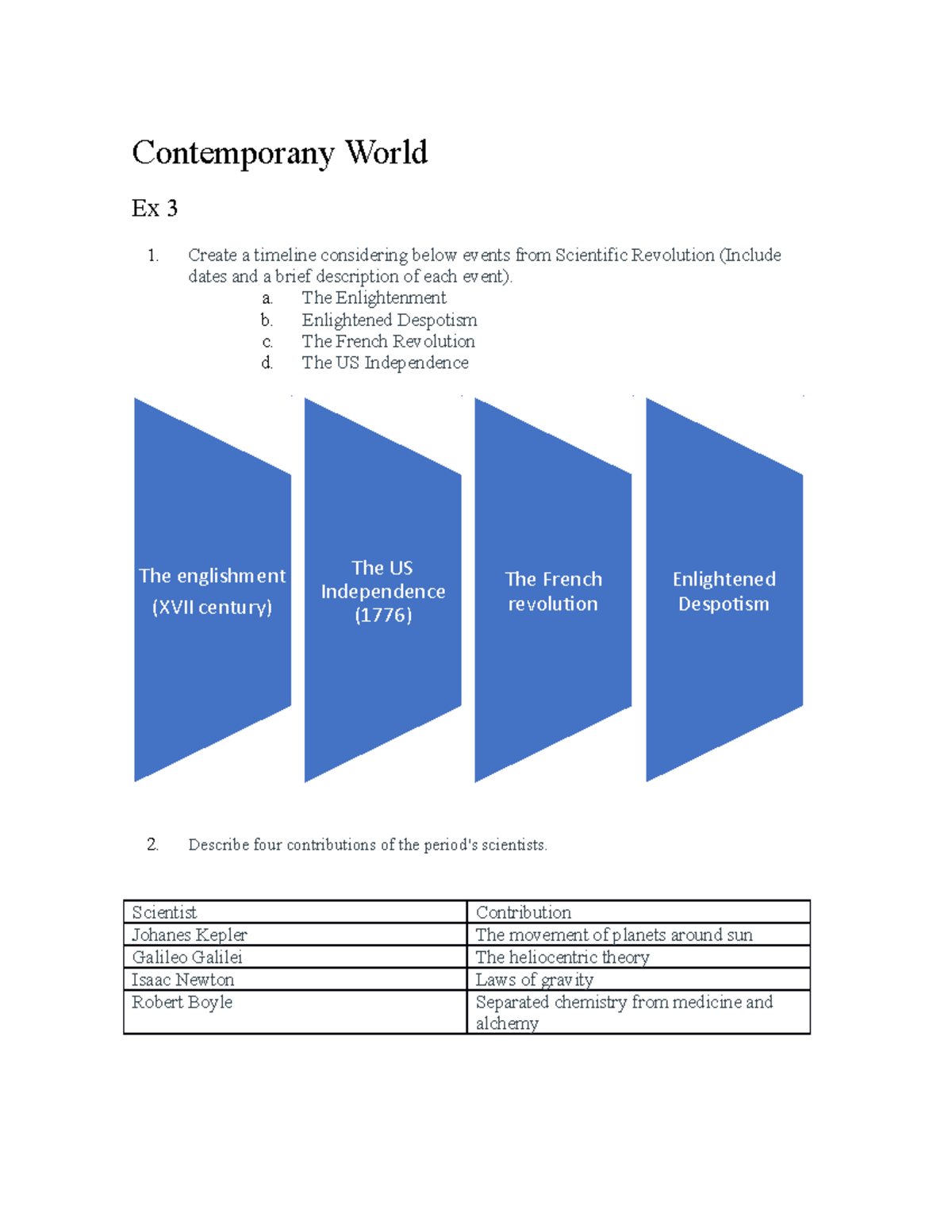 Contemporany World-Ex3 - a. The Enlightenment b. Enlightened Despotism ...