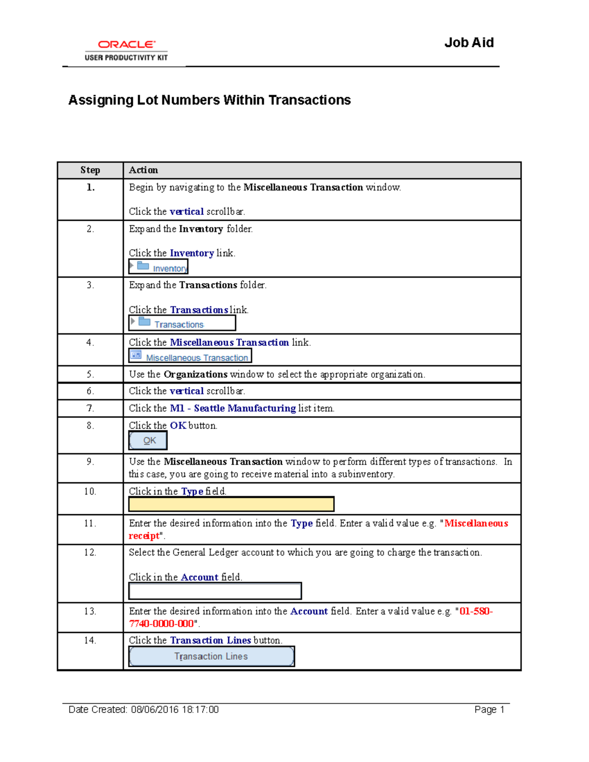 Assigning Lot Numbers Within Transactions Jobaid - Job Aid Assigning ...