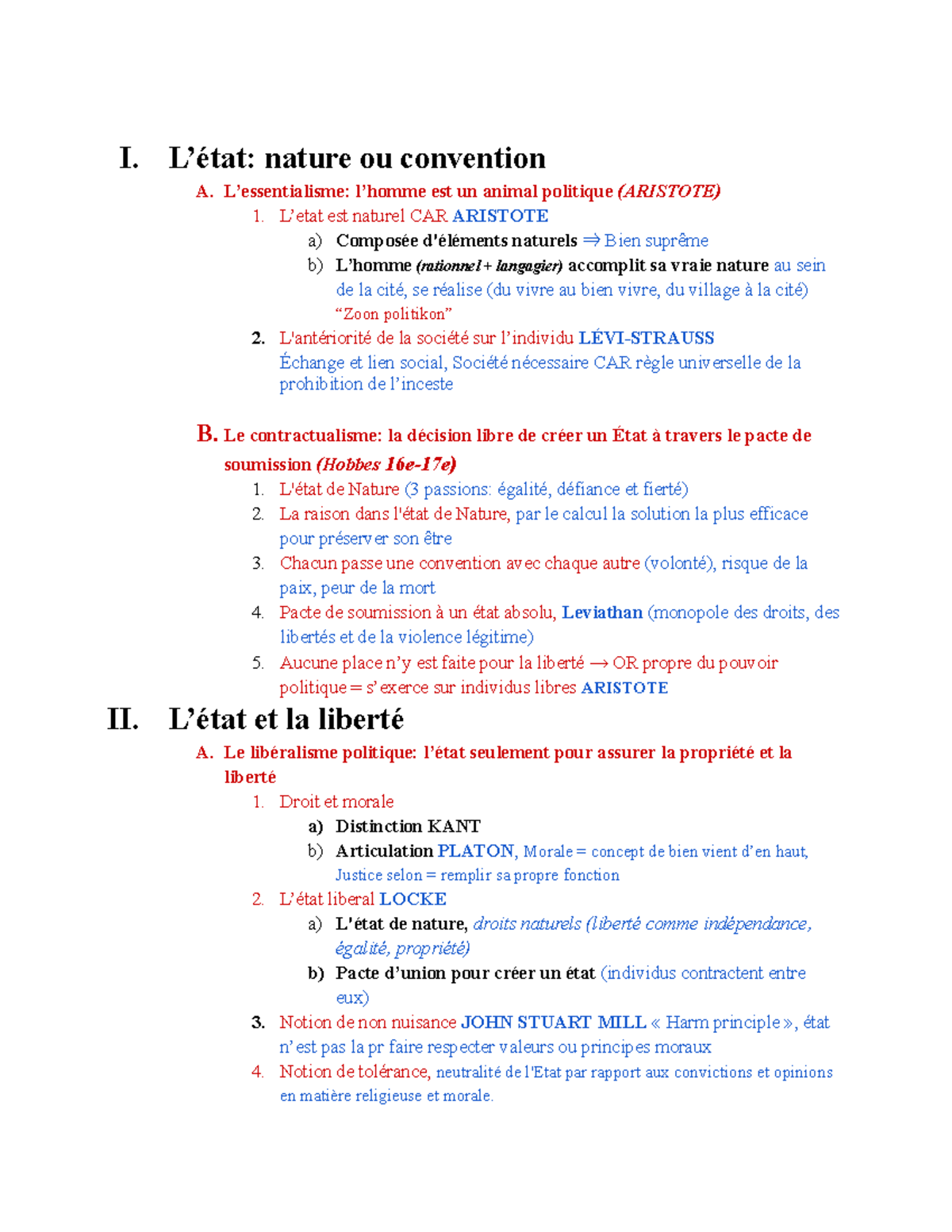 L'ETAT Cours - une fiche sur l'etat en francais - I. L’état: nature ou ...