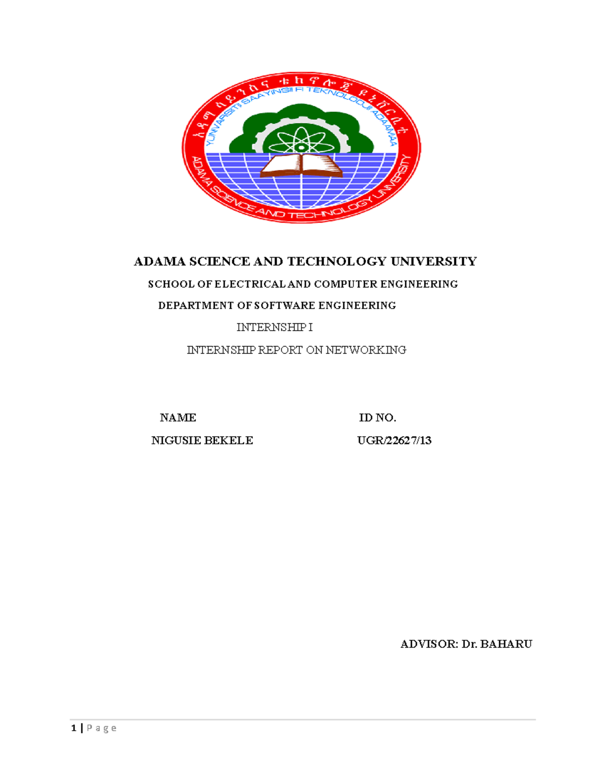 Internship I - Research methodology - ADAMA SCIENCE AND TECHNOLOGY ...