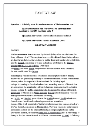 Muslim Law Notes II - Dower or Mahr under Muslim Law Introduction and ...