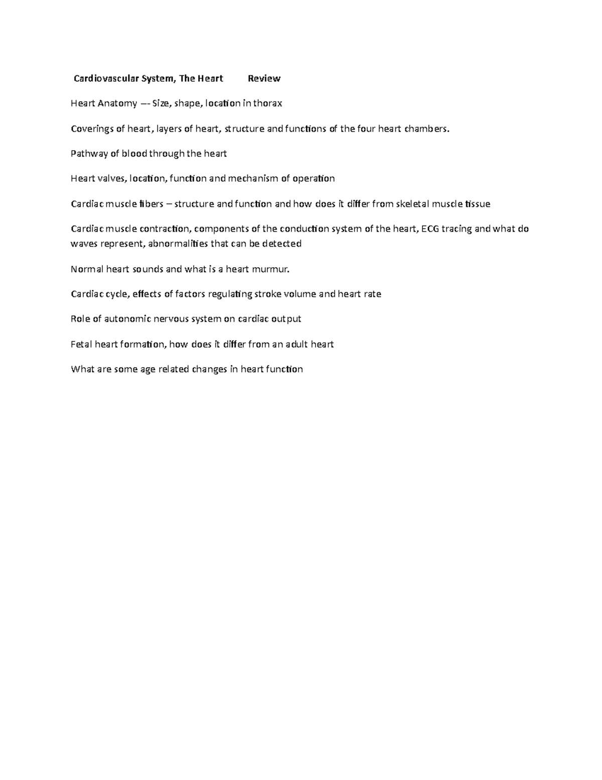 Heart review - Cardiovascular System, The Heart Review Heart Anatomy ...