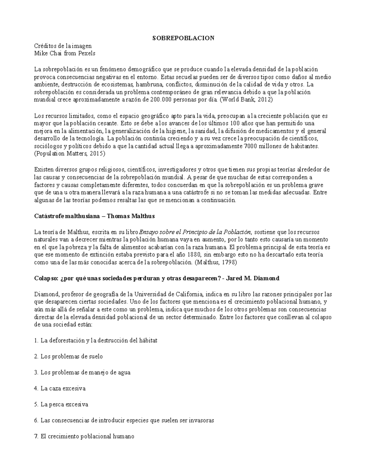 Sobrepoblacion 3 - SOBREPOBLACION Créditos de la imagen Mike Chai from ...