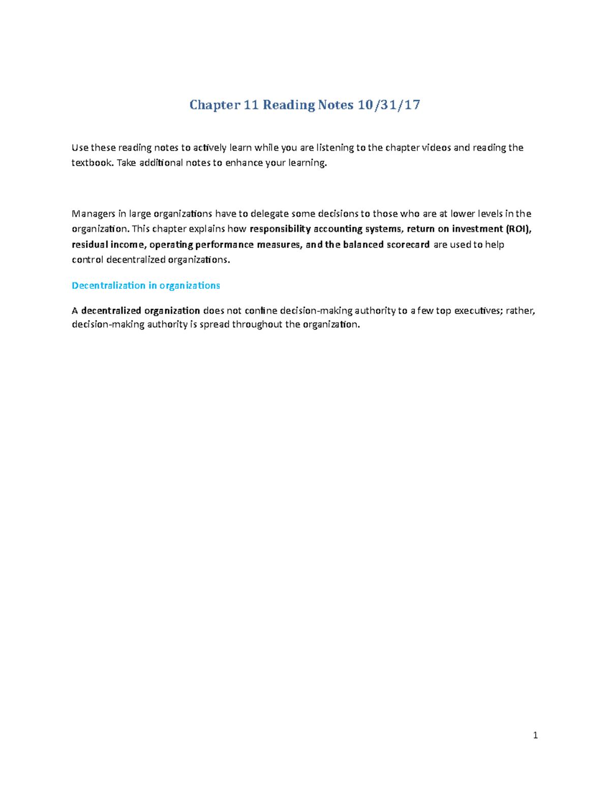 Chapter 11 Reading Notes 16th Edition - Chapter 11 Reading Notes 10/31 ...