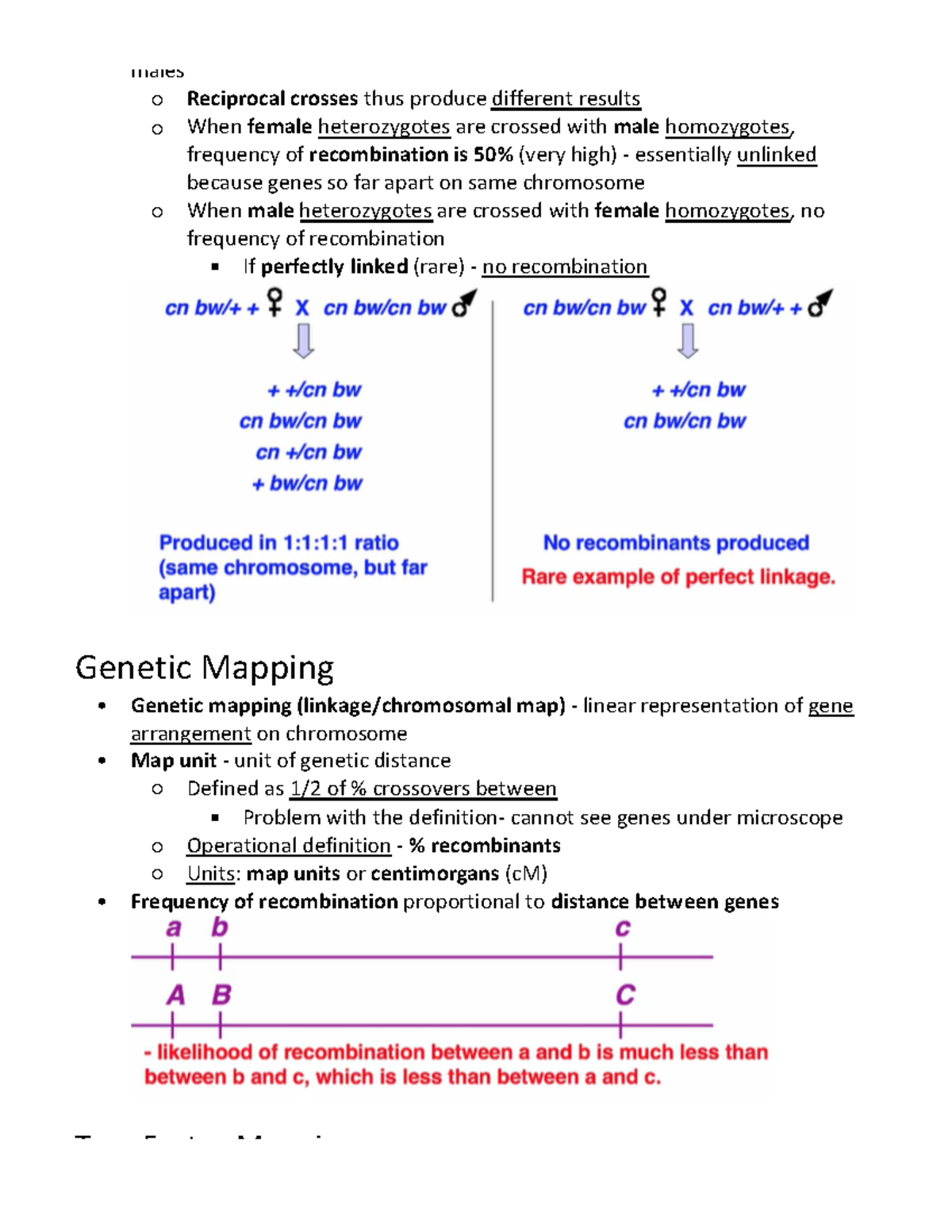 Linkage-9 - Genetics notes - males Reciprocal crosses thus produce ...